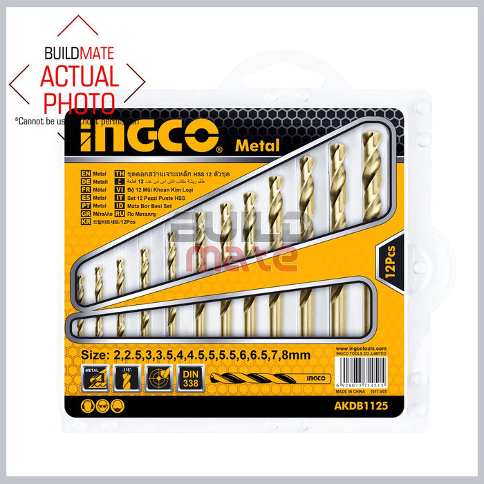 INGCO Original 12 PCS HSS Drill Bit SET AKDB1125 Metal Drilling •BUILD ...