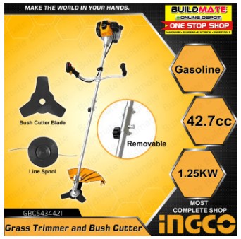 INGCO Gasoline Grass Trimmer and Brush Cutter 2HP Hedge Cutting Bush C ...