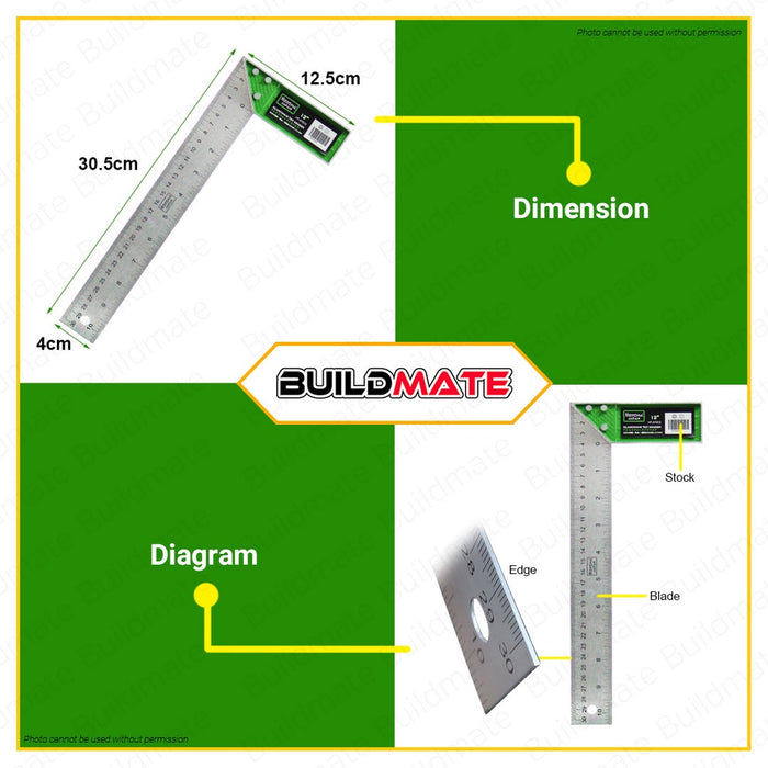 PROMAN GERMANY / HOYOMA JAPAN Aluminum Try Square 12" ATS12 100% ORIGI ...