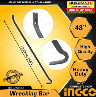 INGCO 48" Wrecking Bar 1200mm Demolition Nail Puller End Crowbar Tool ...