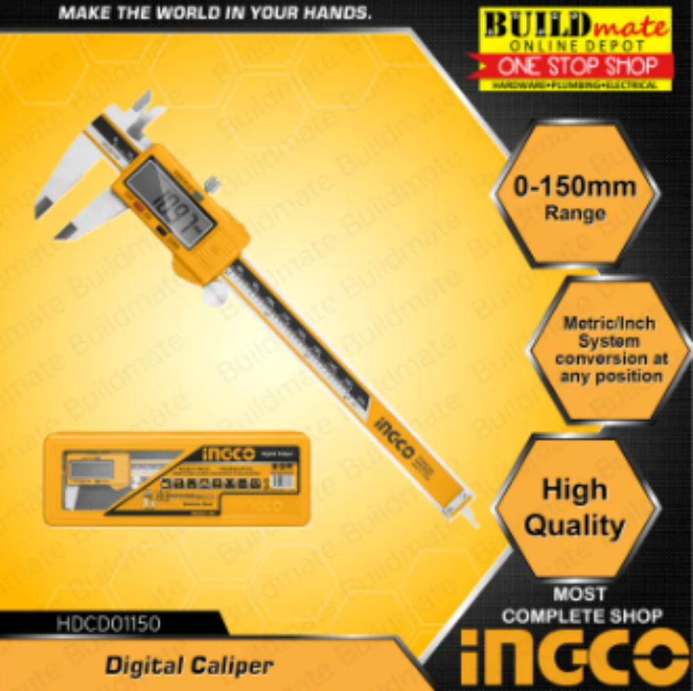 BUILDMATE Ingco Digital Caliper 0-150mm Range Metric/Inch System Conve ...