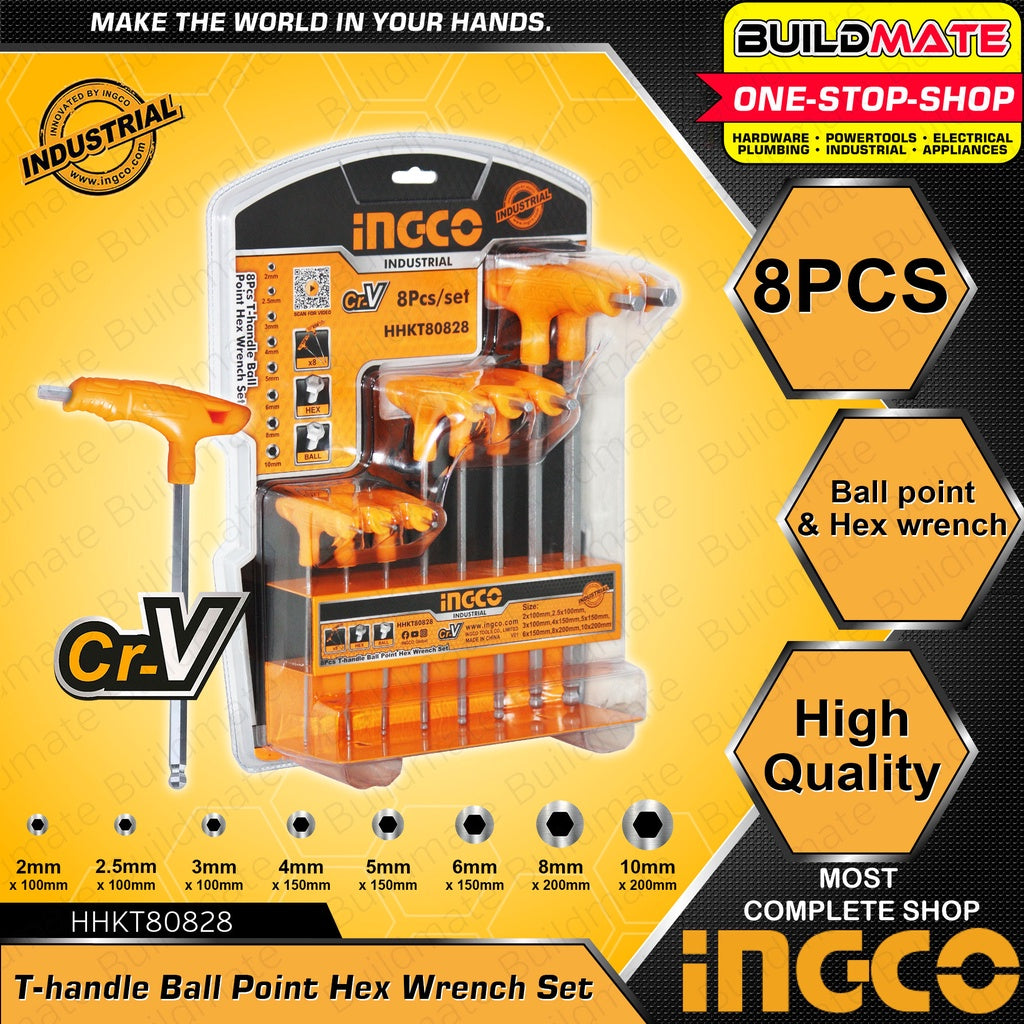 INGCO T-Handle Ball Point Hex Wrench Set 8 PCS/SET HHKT80828 100% ORIG ...