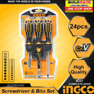 INGCO 24PCS / SET Screwdriver and Bits Set HKSDB02482 •BUILDMATE• IHT ...
