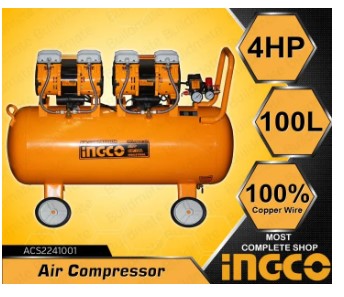 INGCO 4HP 100L Air Compressor Oil Free Noiseless System 1500W SUPER SE ...