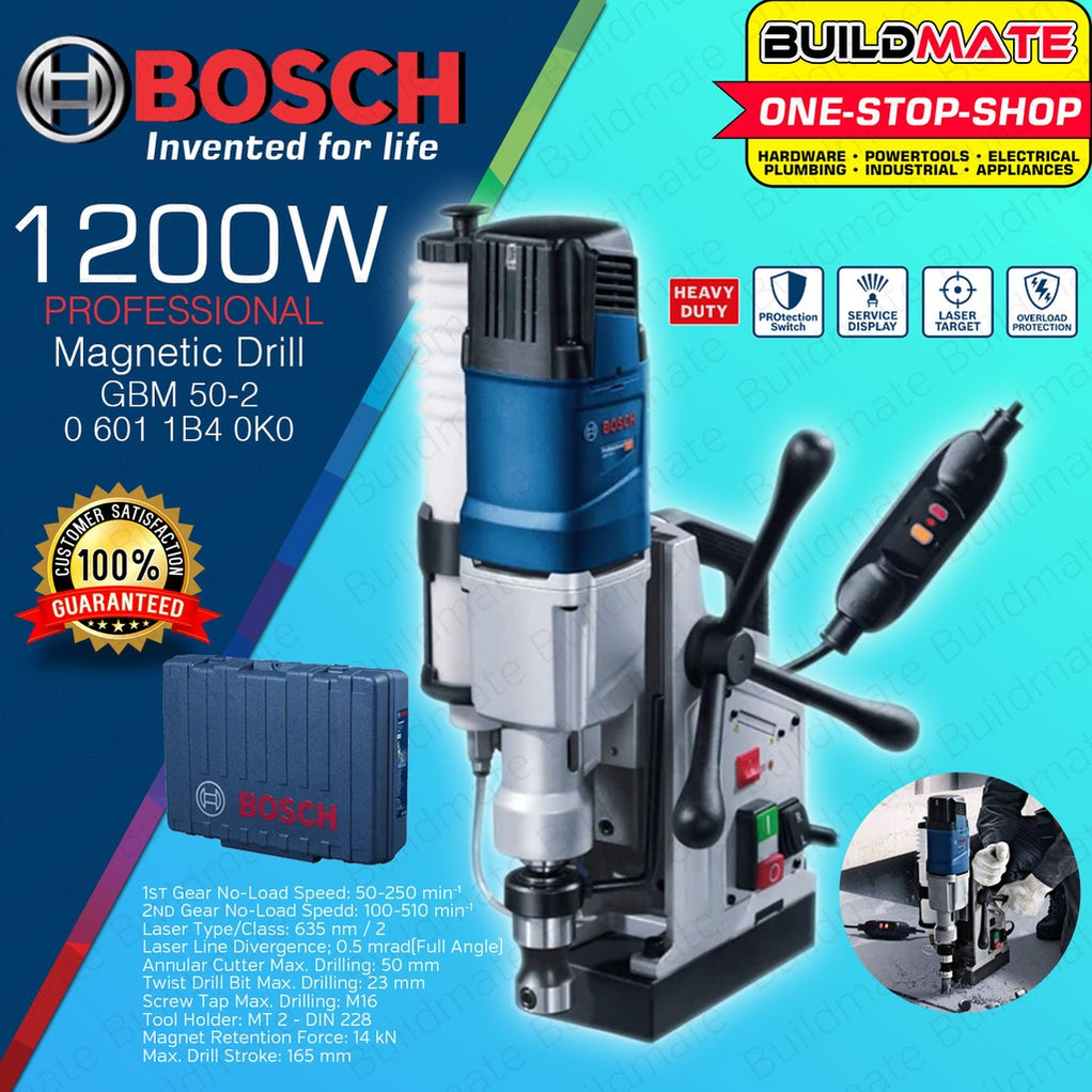 Bosch 1200W Heavy Duty Magnetic Core Drill Set GBM 50-2 06011B40K0 100 ...