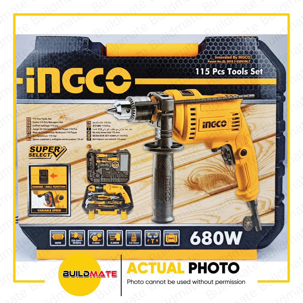INGCO Impact Drill with DIY ToolKit Set 115PCS/SET HKTHP11151 +FREE TA ...