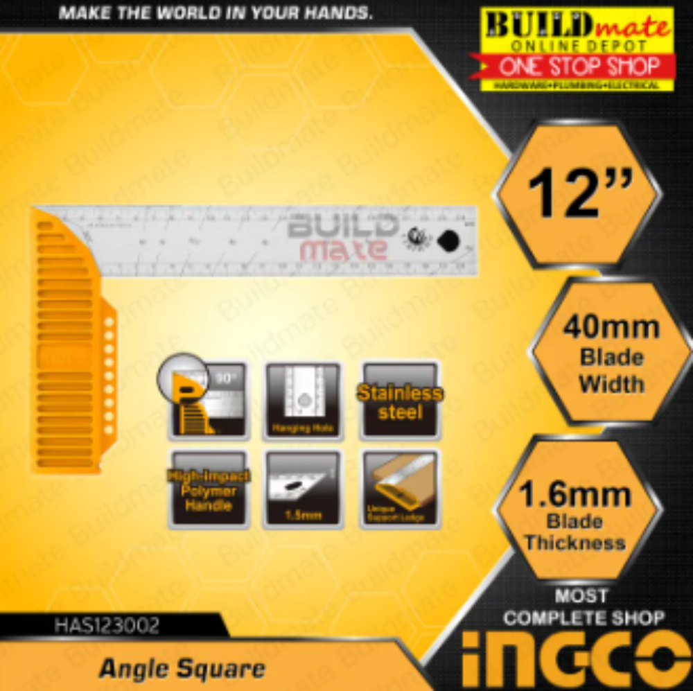 INGCO Angle Square 12" (300mm) HAS123002 •BUILDMATE• IHT — Buildmate
