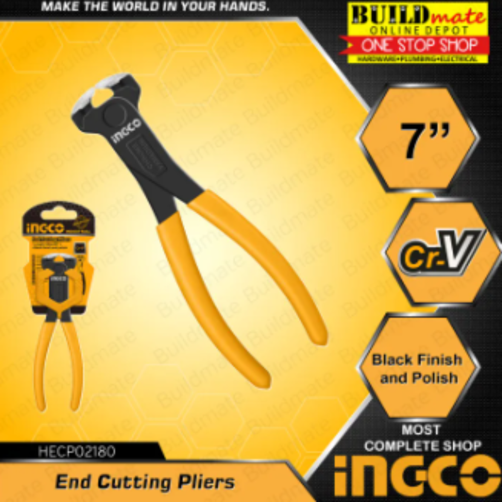 BUILDMATE Ingco End Cutting Pliers 7" (180mm) Cr-V Precision End Nippe ...