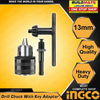 INGCO Drill Key Chuck with Adaptor 13mm Keyed Drill Chuck Adapter for ...