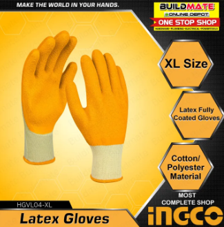 INGCO Latex Gloves XL HGVL04-XL •BUILDMATE• IHT — Buildmate
