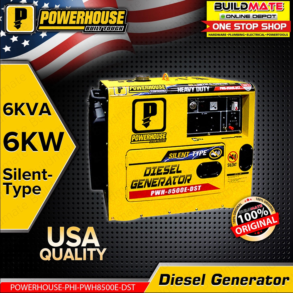 POWERHOUSE 6KVA Diesel Silent Type Generator w/ Battery Electric 100% ...