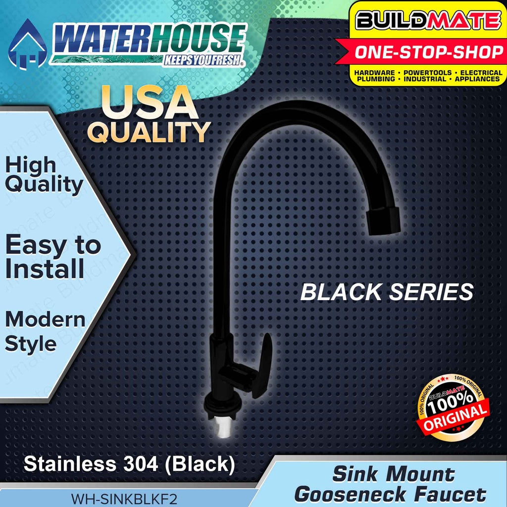 WATERHOUSE Stainless 304 Sink Mount Gooseneck Faucet Design F2 Matte B ...