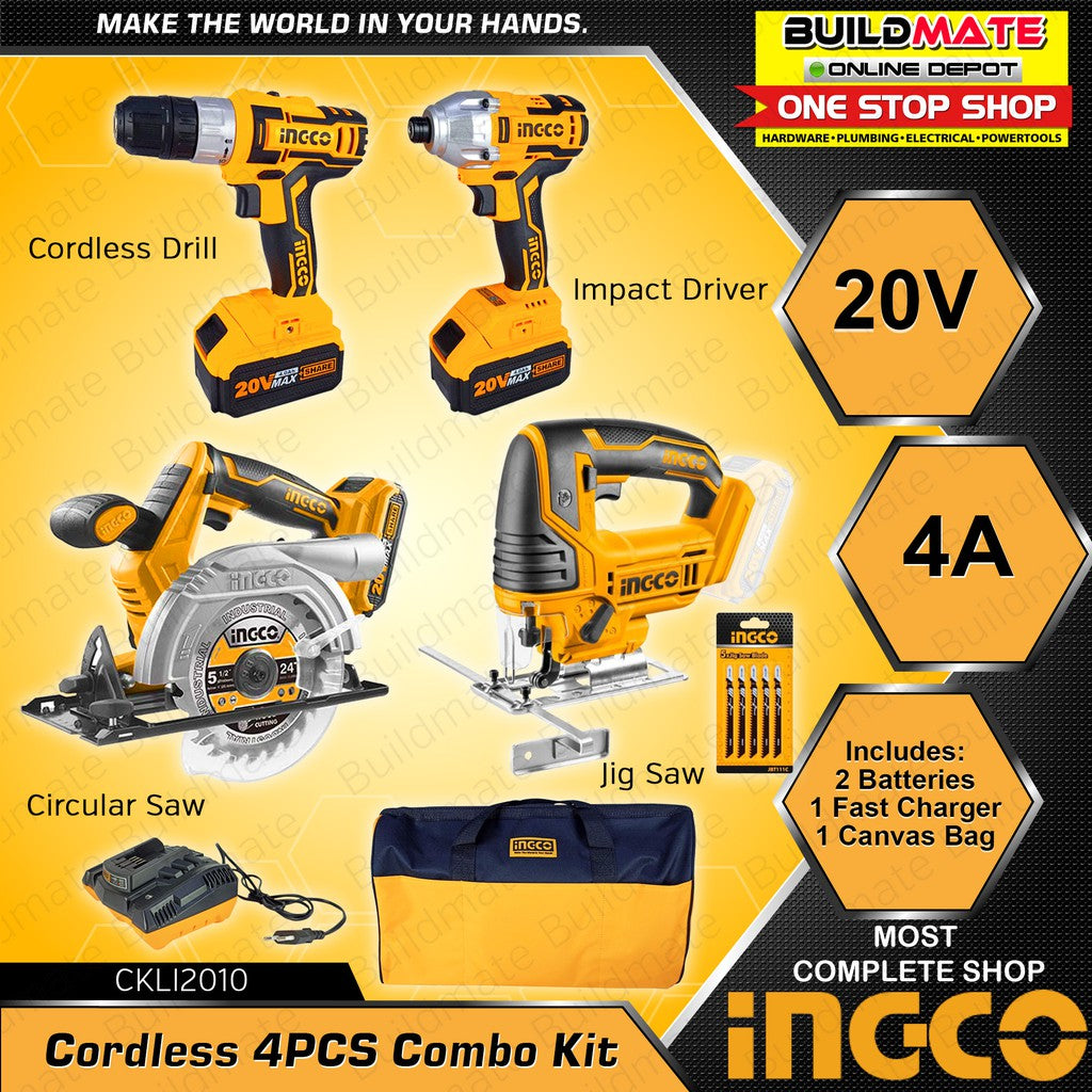 [COMBO] INGCO Lithium-Ion Cordless 4PCS COMBO KIT CKLI2010 •BUILDMATE ...
