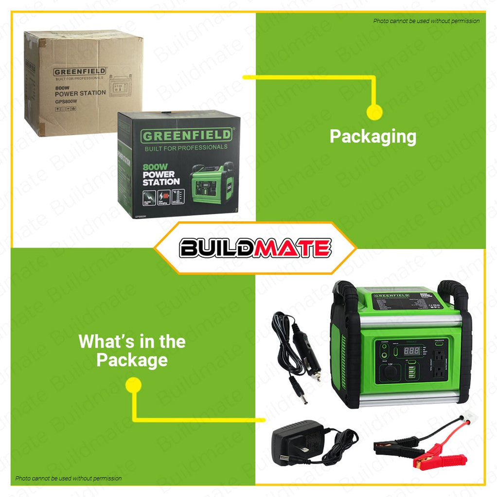 GREENFIELD Portable Power Station Inverter Supply Bank Generator 800W ...