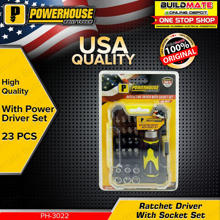BUILDMATE Powerhouse 23PCS/SET Ratchet Driver with Socket & Power Driv ...