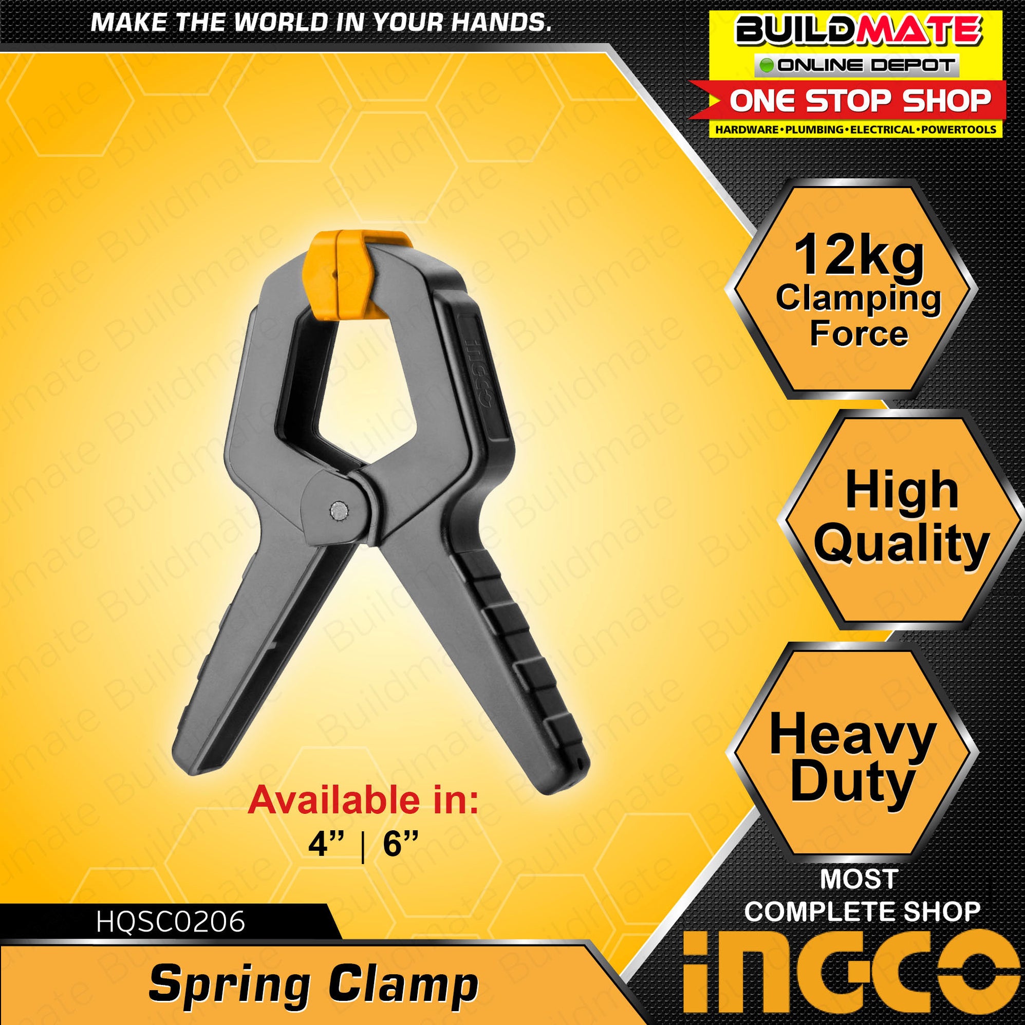 INGCO Spring Clamp 4" | 6" SOLD PER PIECE •BUILDMATE• IHT — Buildmate