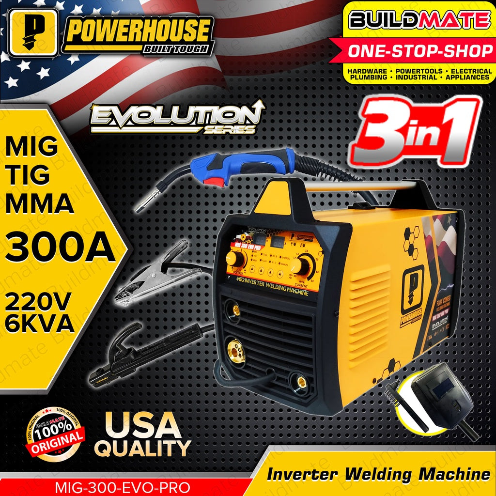 POWERHOUSE 300A MIG MAG MMA Gas Gasless with Auto Synergic EVO PRO Por ...