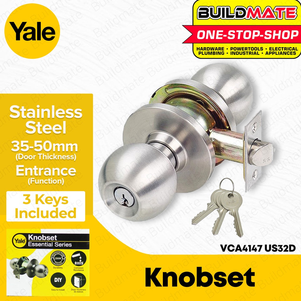YALE Essential Series Entrance Function Knobset Door Knob Stainless St ...