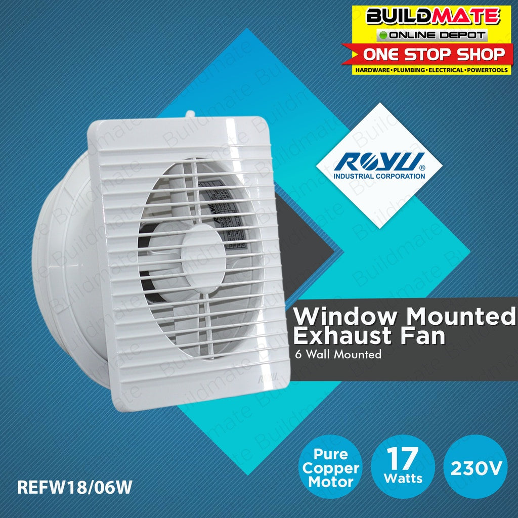 ROYU Window Mounted Exhaust Fan 6" 17W Fan Blade MINI REFW18/06W PURE ...