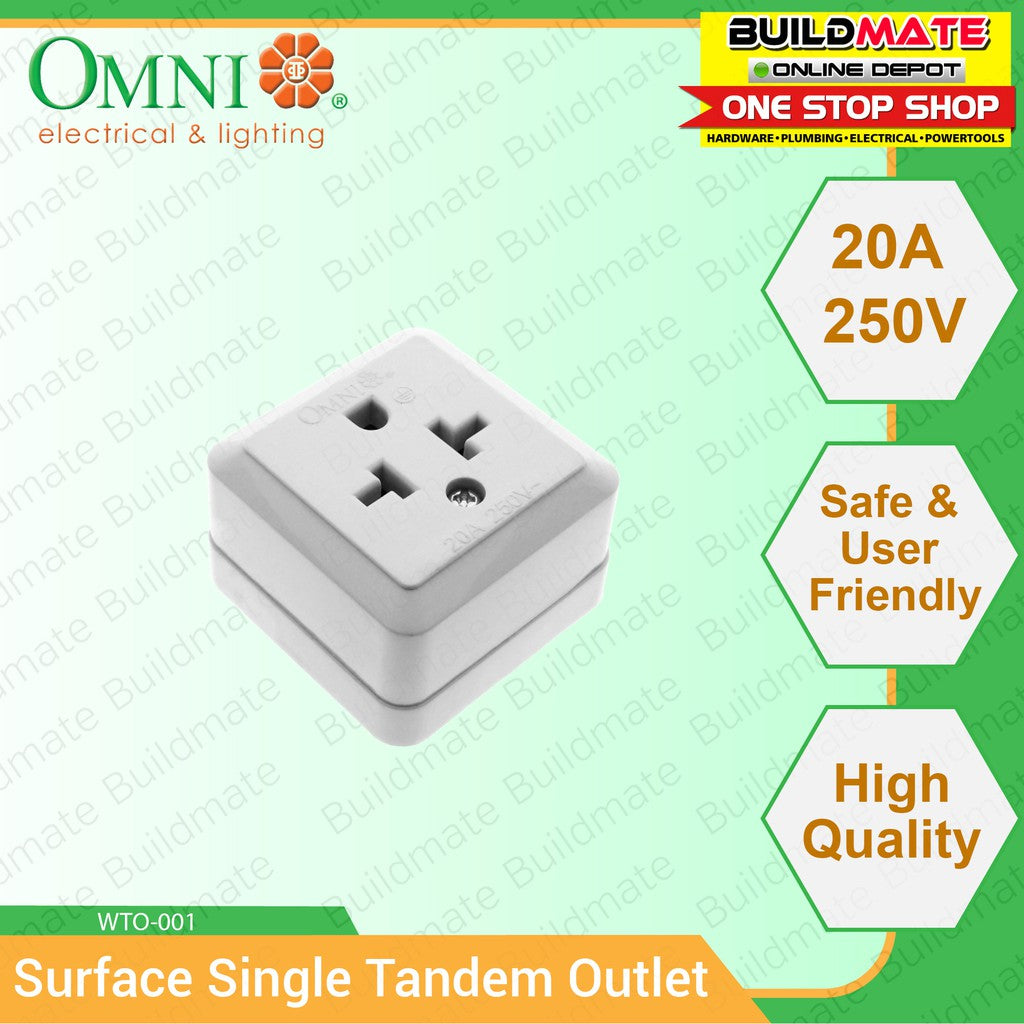 OMNI Surface Type Single Tandem Outlet with Ground 20A 250V WTO-001 •B ...