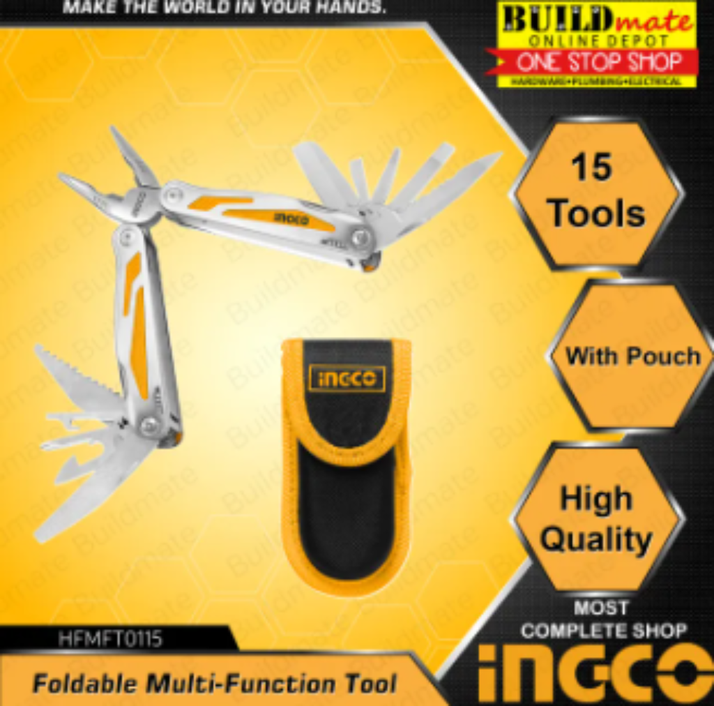 BUILDMATE Ingco Foldable Multi-Function Tool 15 Tools w/ POUCH Pliers — Buildmate