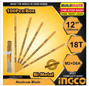 INGCO Hacksaw Blade 100PCS/BOX 12" Inch 18T Bi-Metal High Speed Steel ...