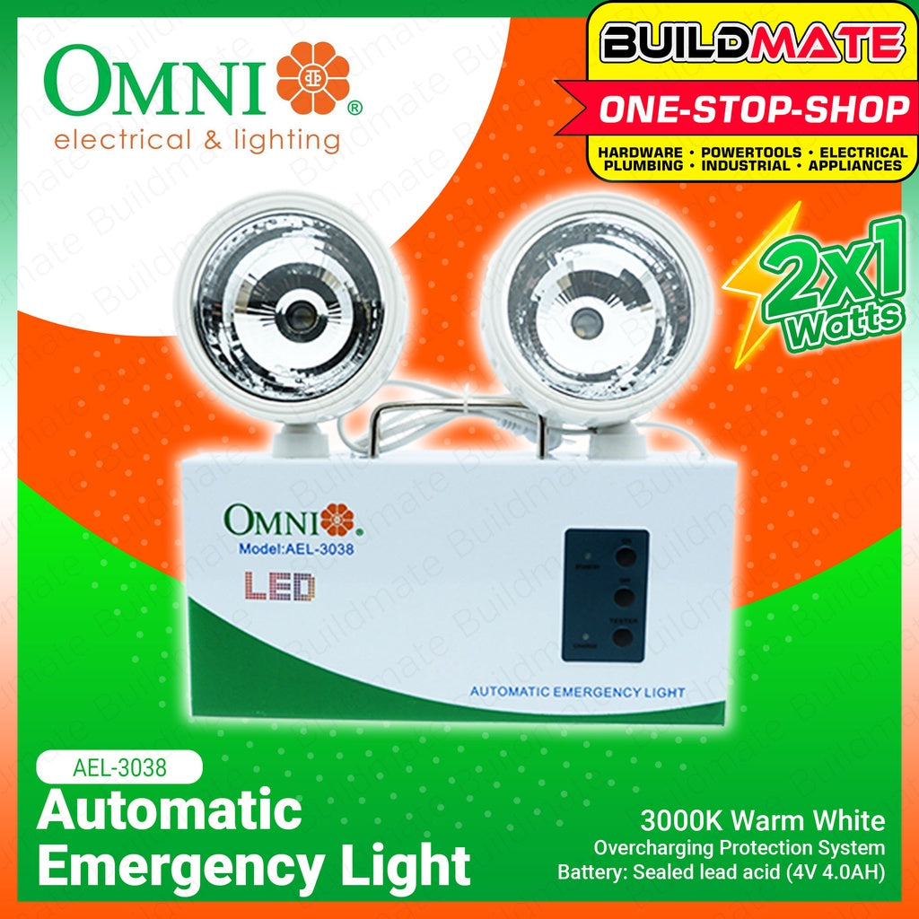OMNI Automatic Emergency Light 3000K WARM WHITE AEL-3038 •BUILDMATE ...