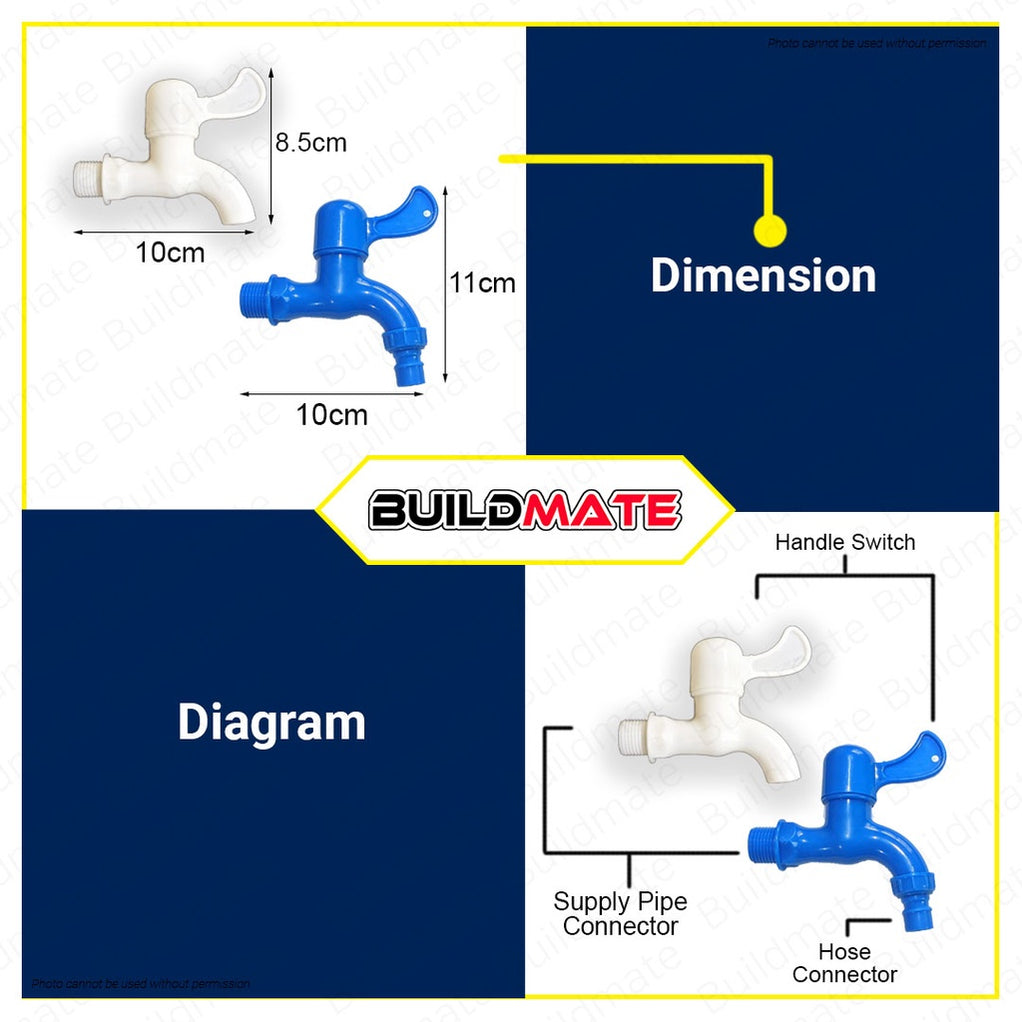 MAXTEN PVC Faucet Plain / Hose Bibb SOLD PER PIECE •BUILDMATE• — Buildmate