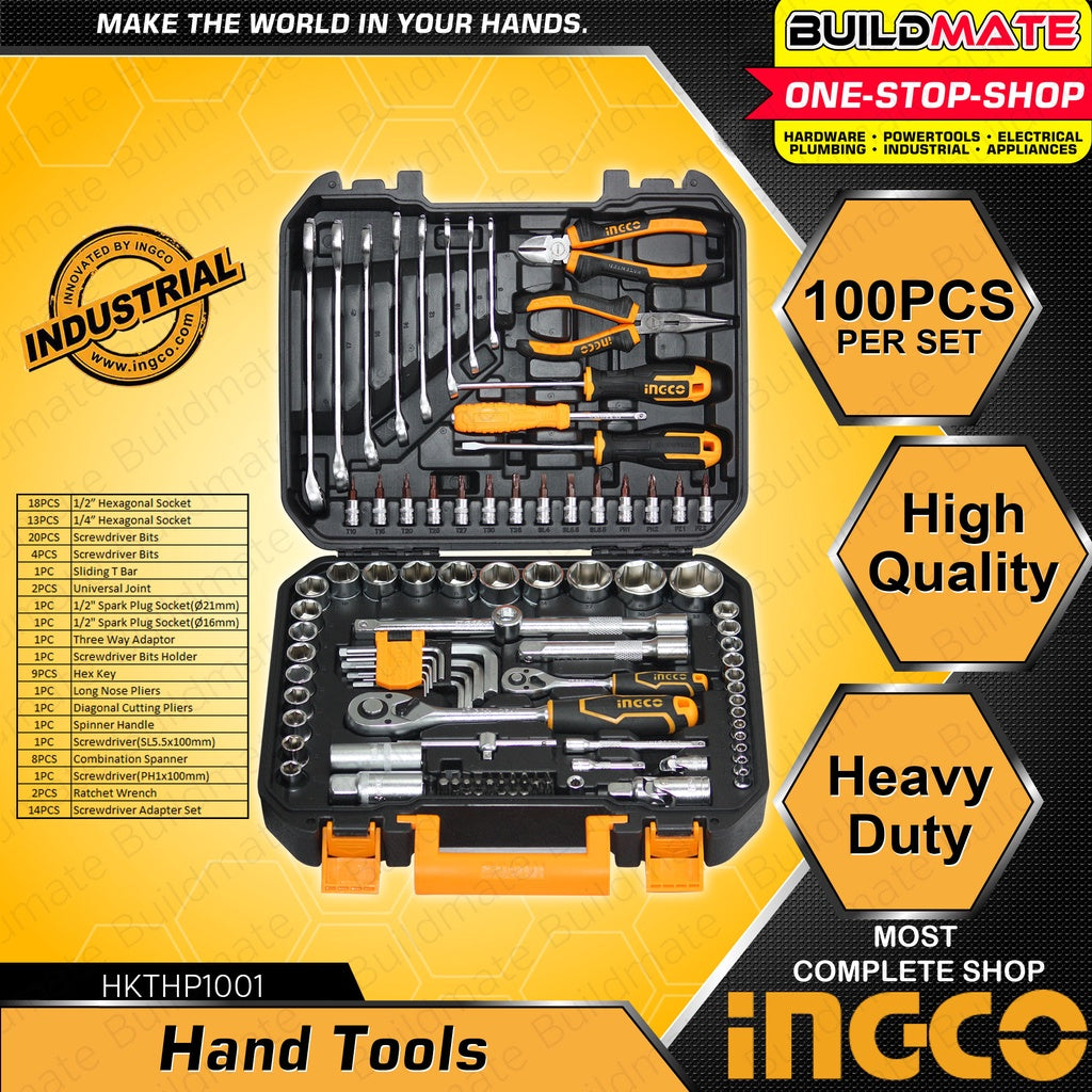 INGCO Hand Tools Set 100 PCS/SET HKTHP1001 100% ORIGINAL / AUTHENTIC ...