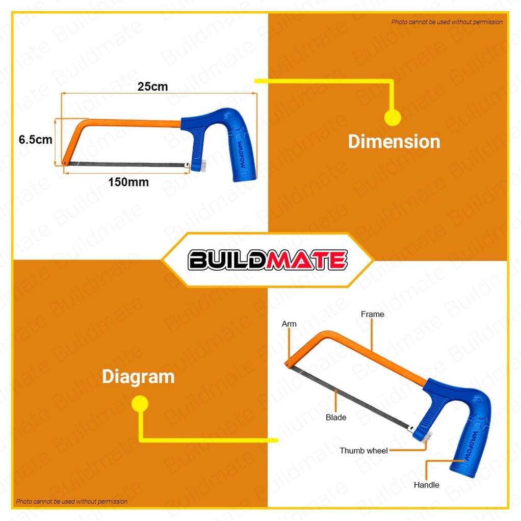 WADFOW Mini Hacksaw Frame 150mm 6" Inches Small Hand Saw With 1pc Blad ...