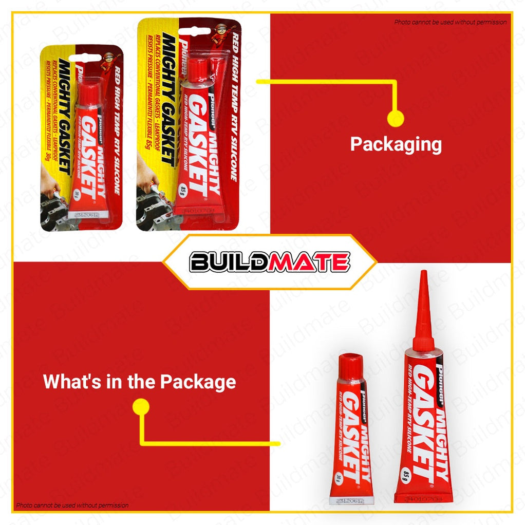 PIONEER Mighty Gasket Black | Grey | Red RTV Silicone 15g | 30g | 85g ...