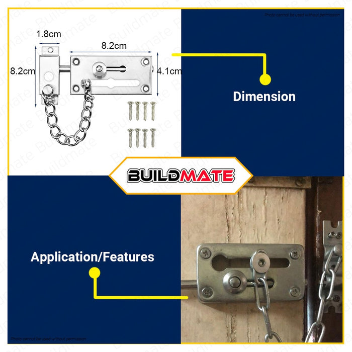 STAR WHEEL Chrome Plated Door Bolt Chain and Bolt Lock #650 CP 100% OR ...