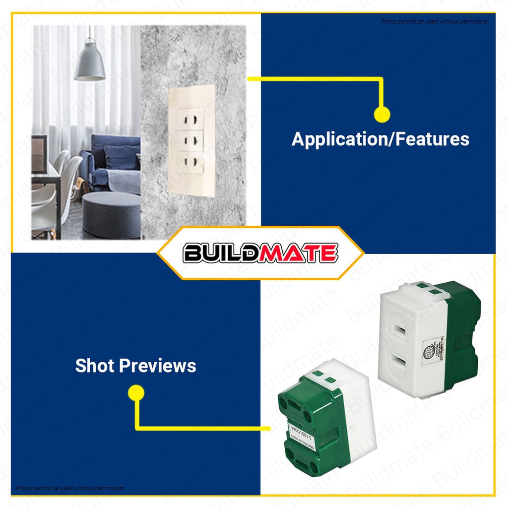 PANASONIC Original Wide Series Flat Pin Outlet White WEG1001-5 •BUILDM ...