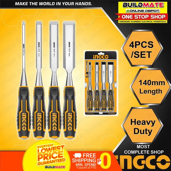 INGCO Wood Chisel 4PCS/SET Cr-V HKTWC0401 •BUILDMATE• IHT — Buildmate