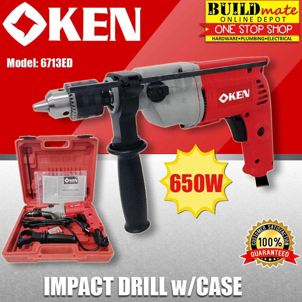KEN Impact Drill With Case 650W Ø13mm 6713ED — Buildmate