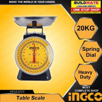 BUILDMATE Ingco Spring Table Scale 20kg Portable Analog Mechanical Hea ...