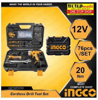 INGCO Cordless Drill 12V 76PCS Tool SET HKTHP10761 •BUILDMATE• IPT ...