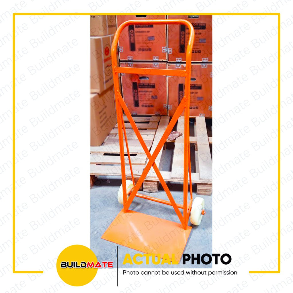 KARTILYA Orange Hand Push Cart Trolley 6" Black Rubber Wheels | White ...