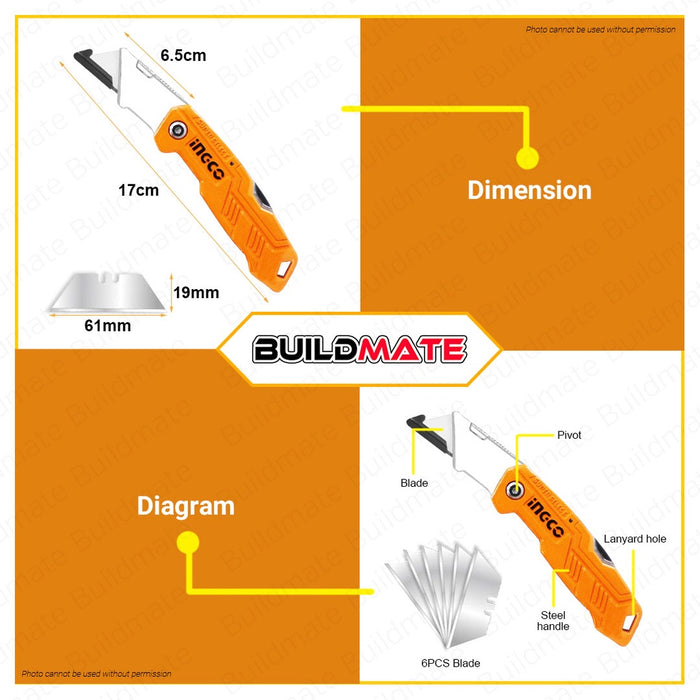 Ingco Folding Knife Cutters Cutting Blade with 6pcs Blade HUK6236 AUTH ...