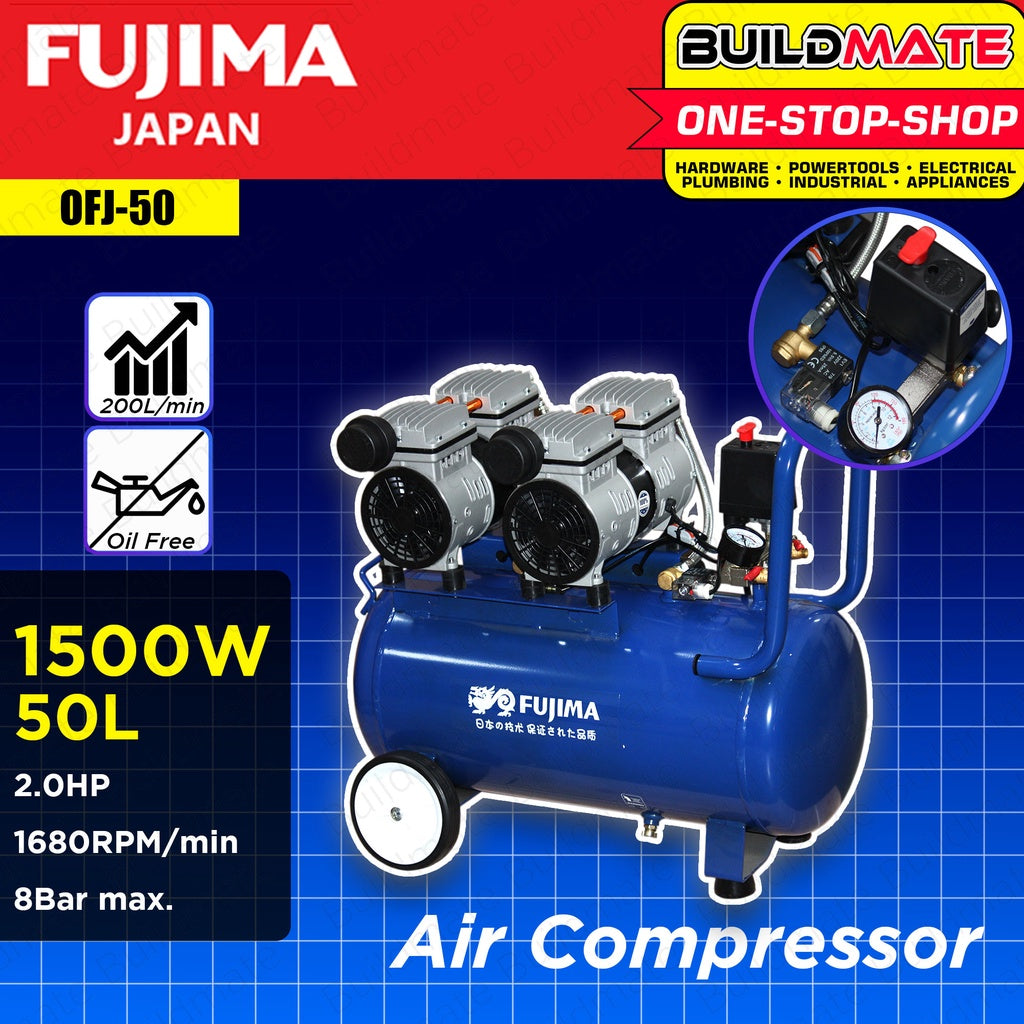 FUJIMA JAPAN 50L Air Compressor Oil Free Noise Less 2HP 1500W OFJ-50 ...