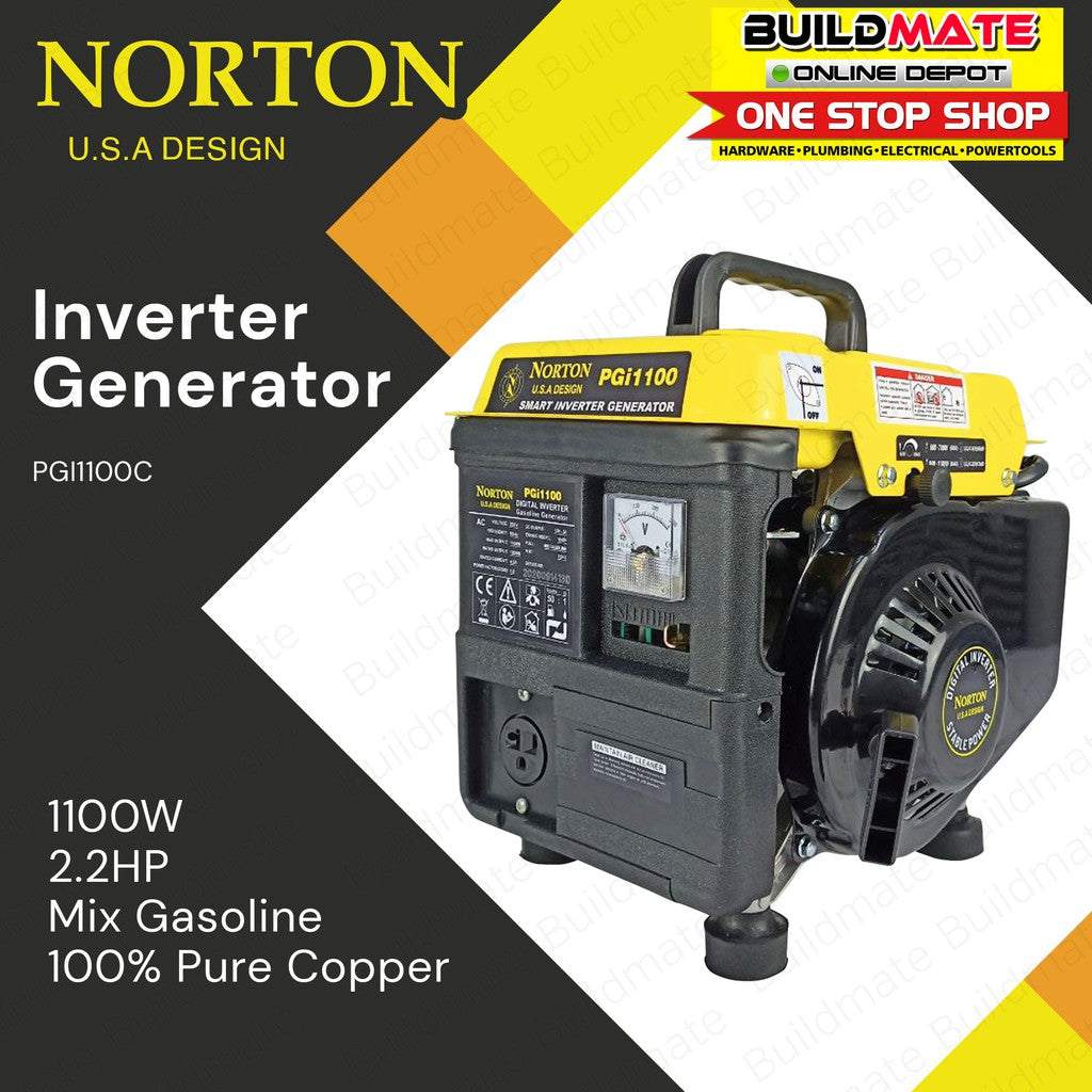 NORTON Inverter Generator Mix Gasoline 1100W 100% PURE COPPER PGi1100 ...
