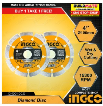 BUY 1 TAKE 1 INGCO Wet and Dry Diamond Disc Wheel 4 Angle Grinder Cutt ...