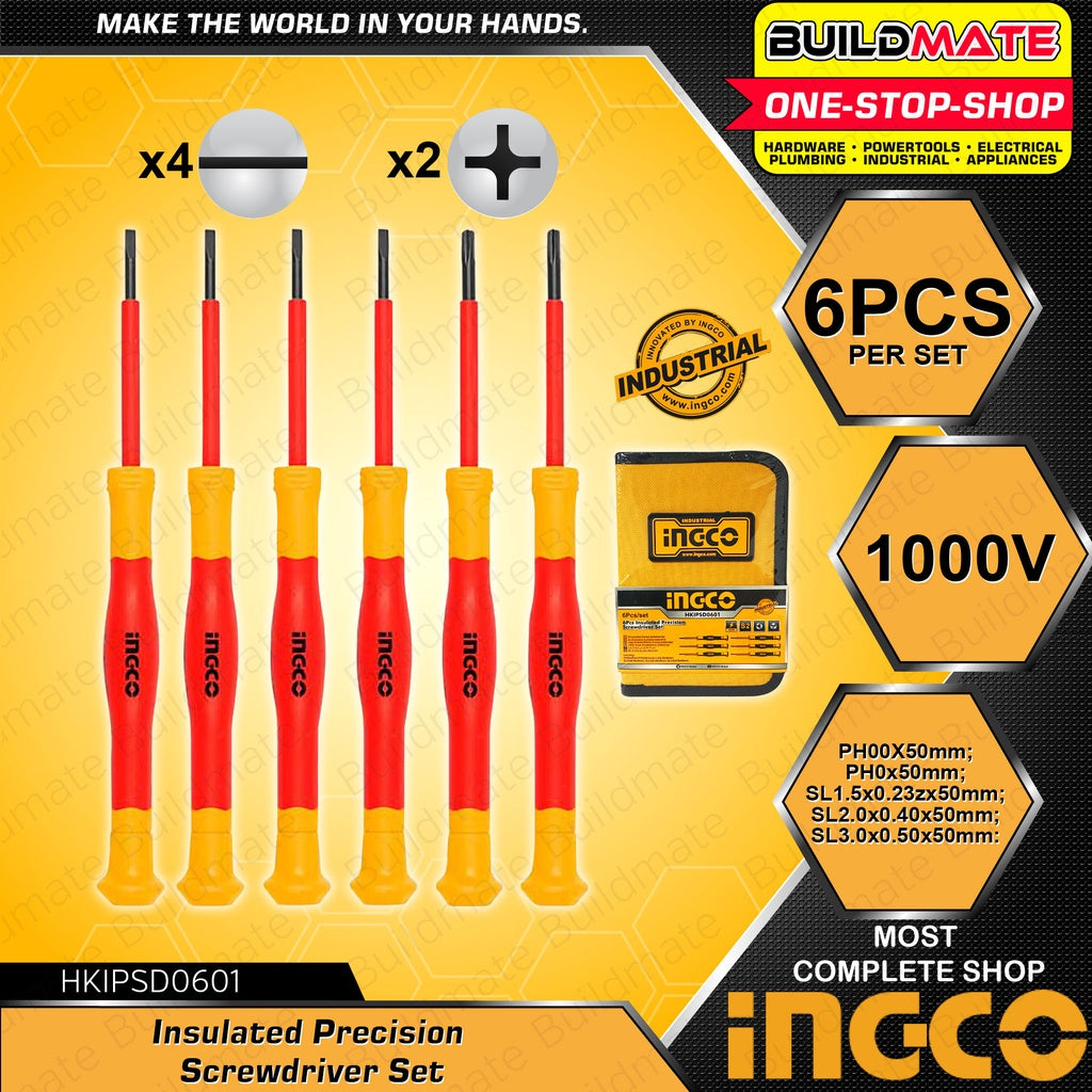 INGCO 6 PCS/SET Insulated Precision Screwdriver Screw Driver Set HKISD ...