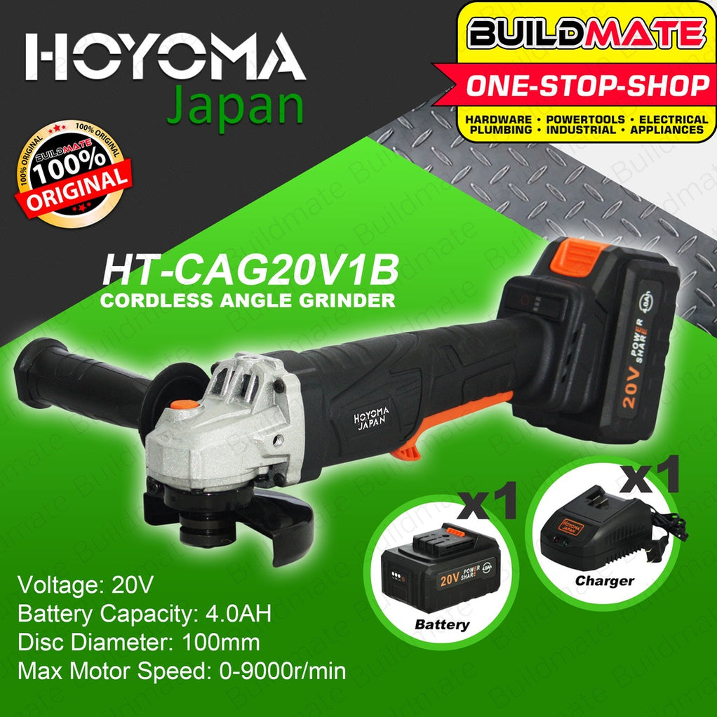 HOYOMA JAPAN Cordless Angle Grinder 20V Brushless with Battery Charge ...