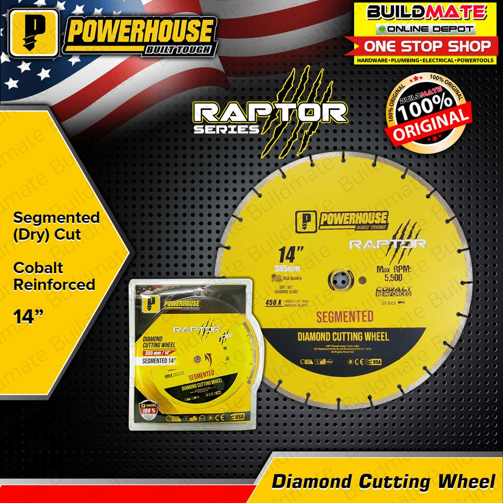 POWERHOUSE 14" RAPTOR SERIES Diamond Cutting Wheel Disc Segmented DRY ...