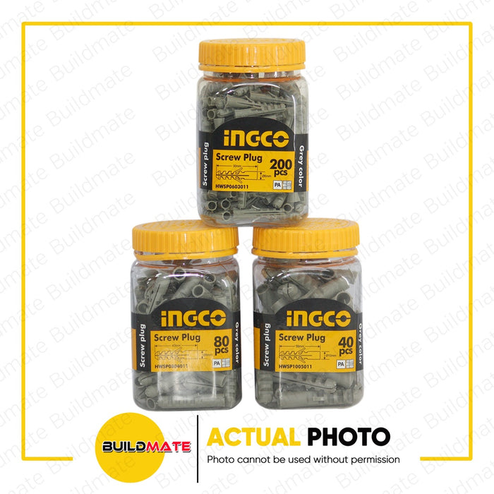 INGCO Screw Plug 6 x 30mm | 8 x 40mm | 10 x 50mm SOLD PER BOTTLE •BUIL ...