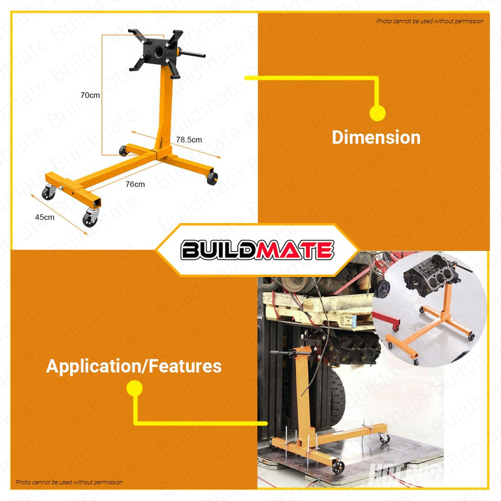 INGCO Engine Stand 450kg 1000LBS Steel 360 Degree Rotating Wheeled Eng ...