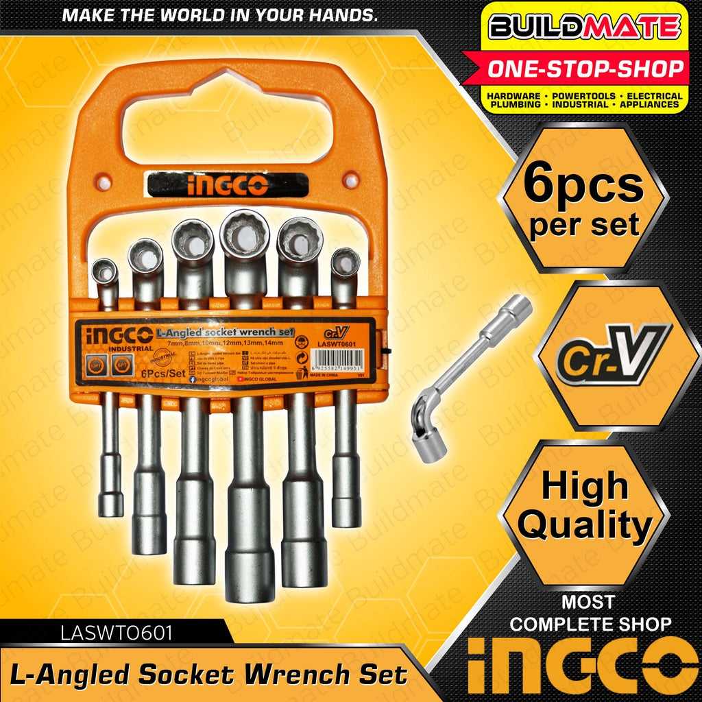 INGCO 6 PCS/SET L-Angled Socket Wrench Set Cr-V LASWT0601 •BUILDMATE• — Buildmate