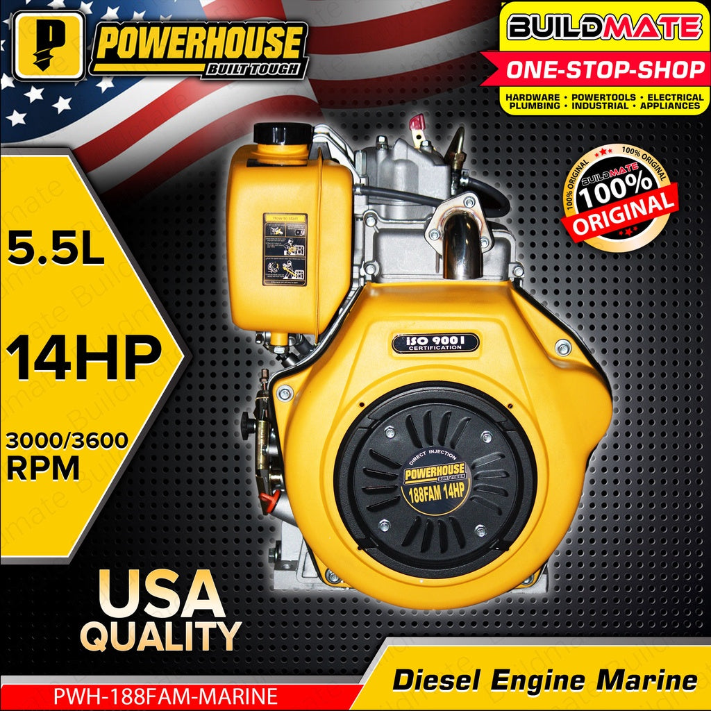 POWERHOUSE Diesel Marine Standard Speed Engine 12HP | 14HP 3600RPM 100 ...