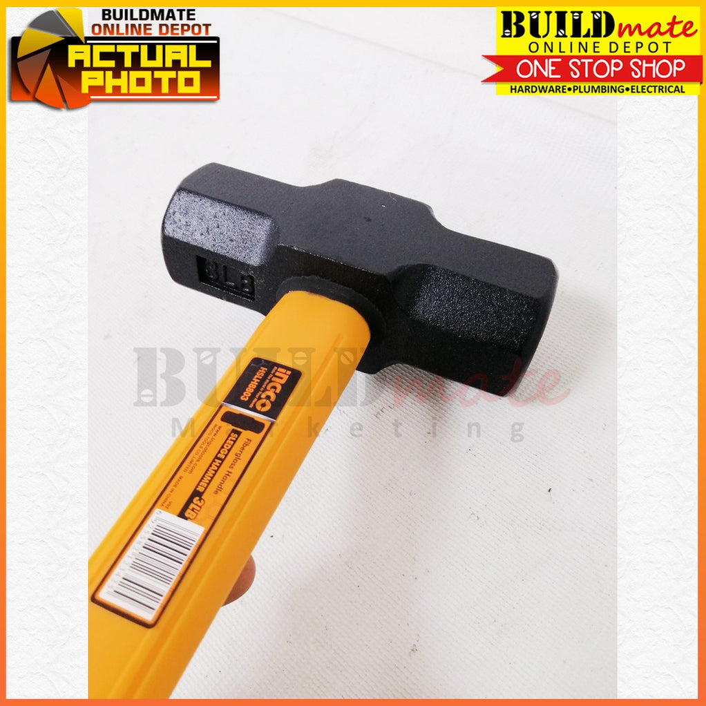 INGCO Sledge Hammer Stoning Maso 3Lbs Carbon Steel w/ Fiberglass Handl ...